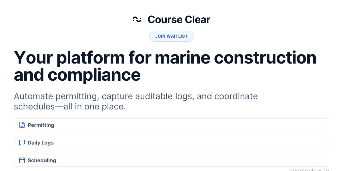 Course Clear Marine Construction Compliance Platform